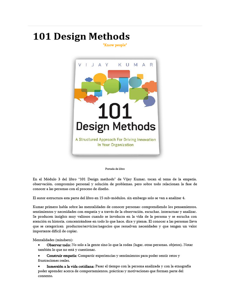 101 Desing Methods (2 Articulos) | PDF | Innovación | Pensamiento
