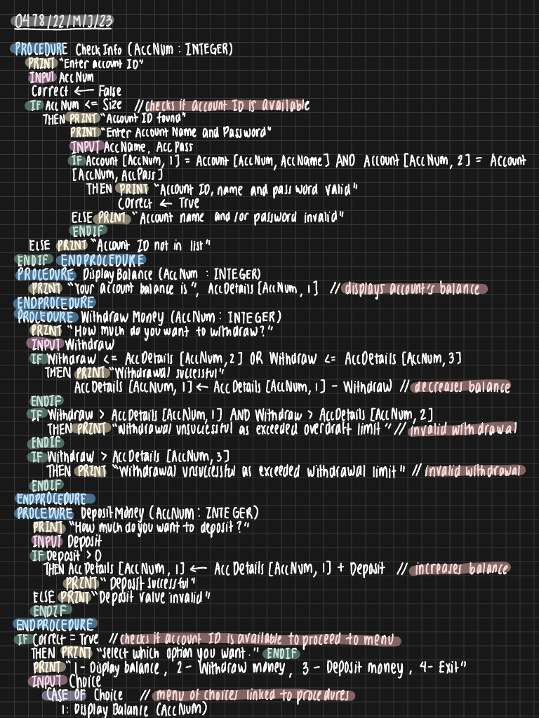 Computer Science Pseudocode Answers | PDF