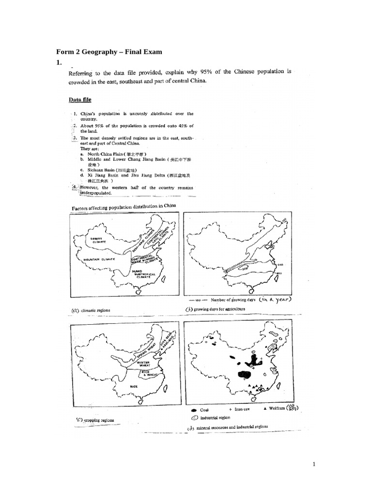 Form 2 Geography – Final Exam | PDF