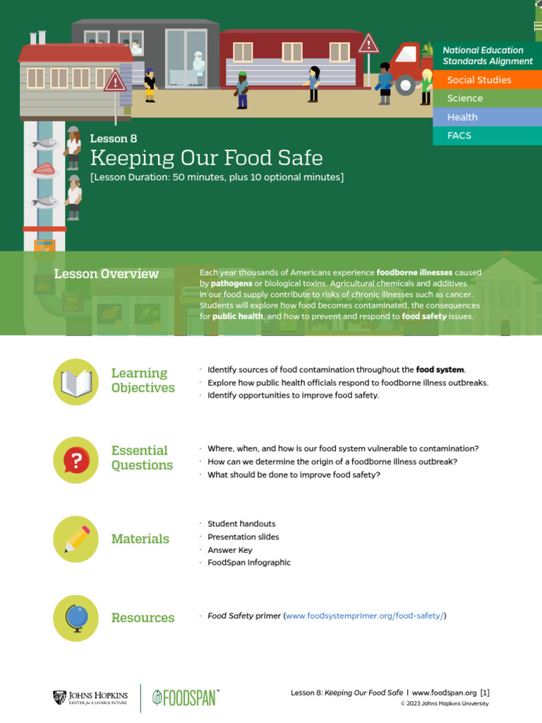 Lesson8 Food Safety Lessonplan | PDF | Food Safety | Foodborne Illness