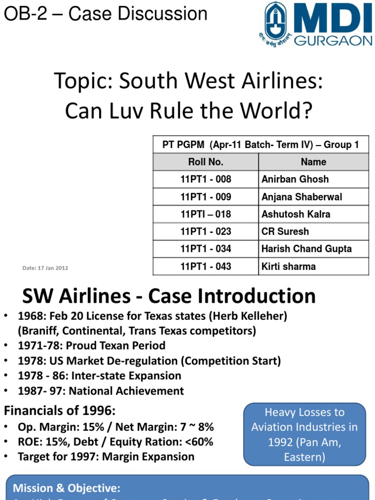 OB2 Group1 South West Airlines | PDF | Airlines | Strategic Management