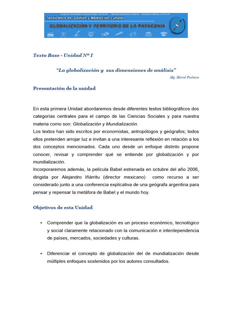 texto_base_UNIDAD_1_TGy_MC | PDF | Globalización | Antropología