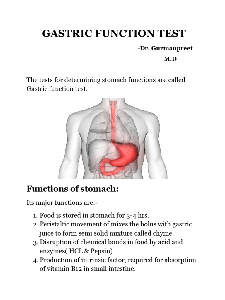 GASTRIC FUNCTION TEST MBBS 1ST PROF | PDF | Stomach | Gastroenterology