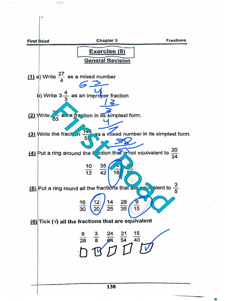Fractions - Year 7 For Solveing | PDF