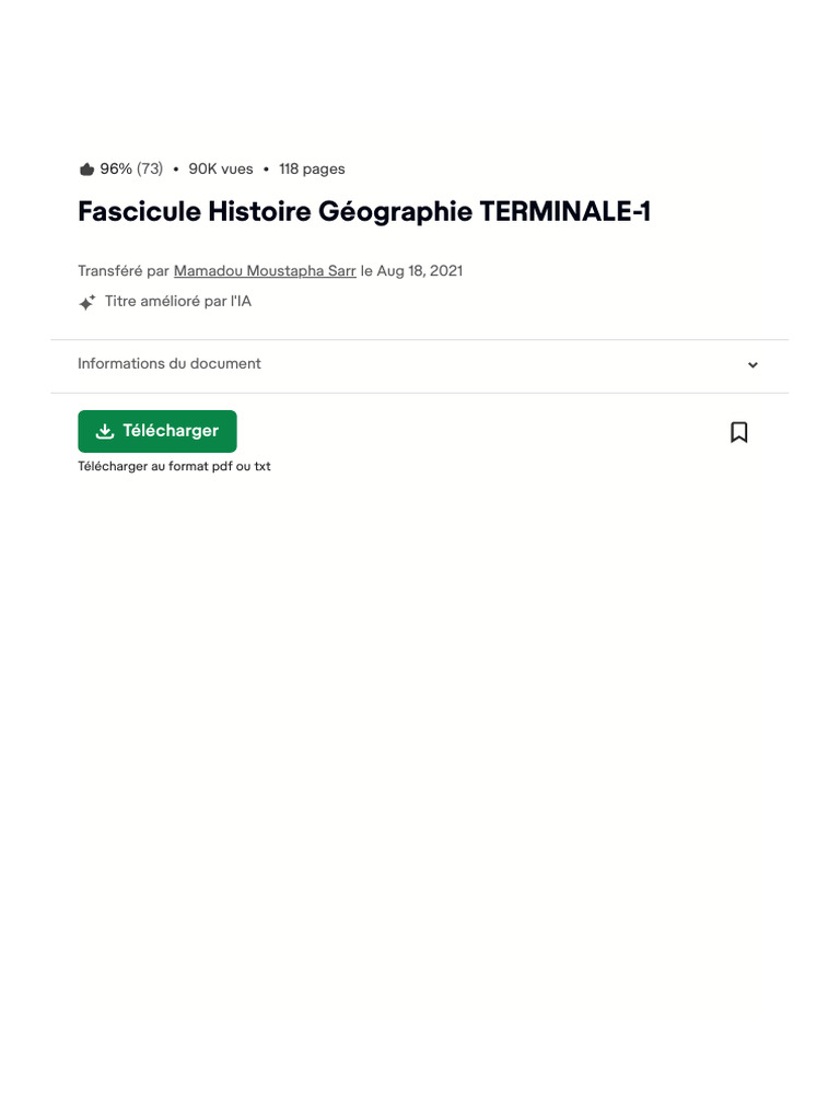 Fascicule Histoire-Géographie Terminale 1 | PDF | Informatique