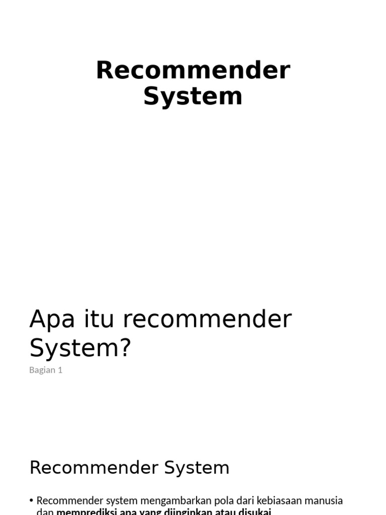 Panduan Lengkap Recommender System | PDF
