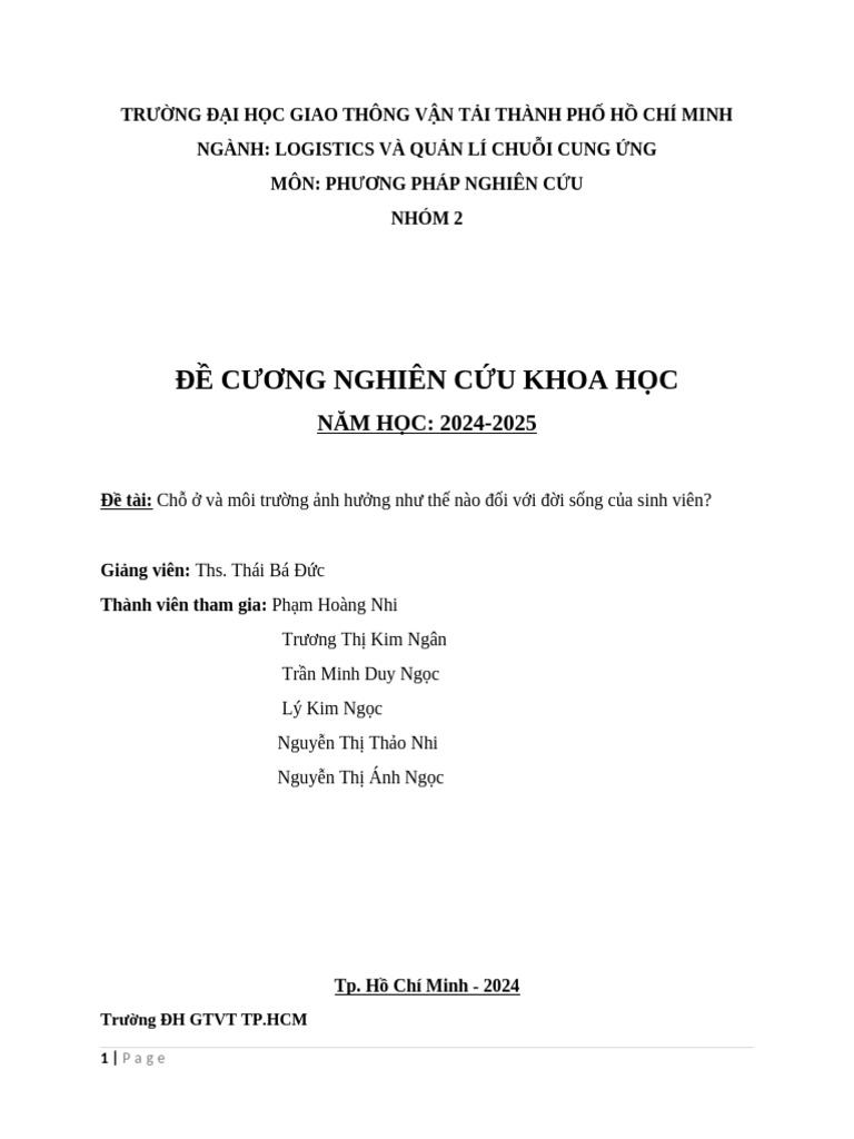 ĐỀ CƯƠNG NCKH NHÓM 2 PPNC | PDF