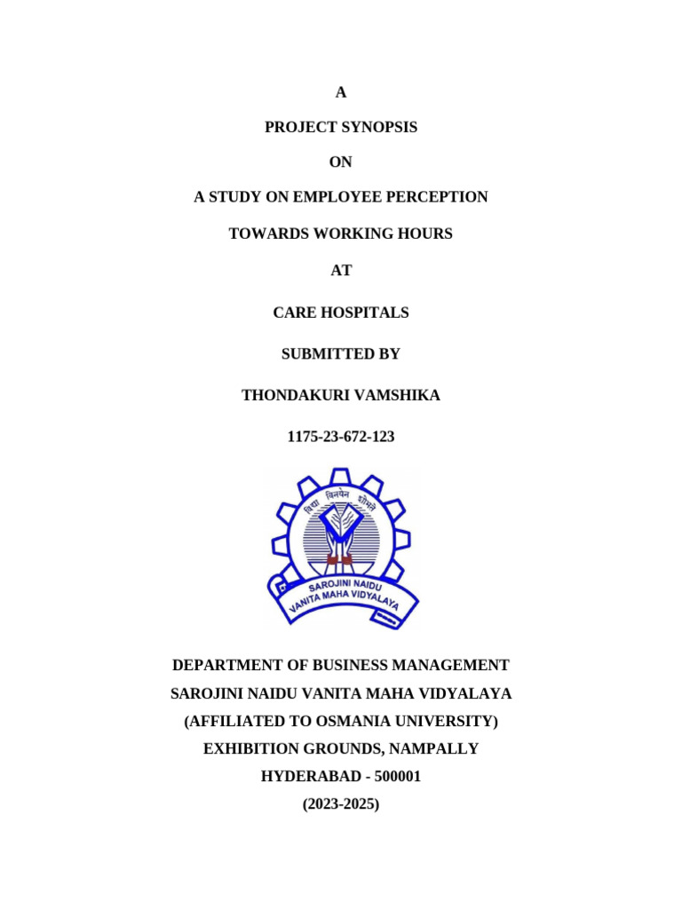 A Complete Project Report Of EMPLOYEE PERCEPTION TOWARDS WORKING HOURS ...