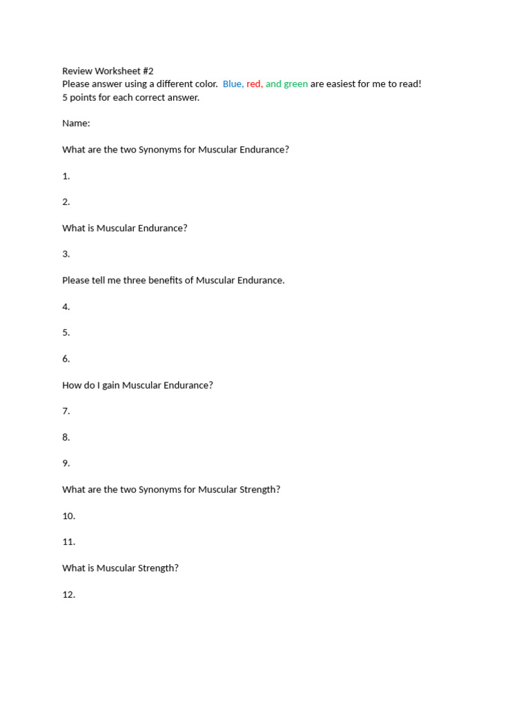 Review Worksheet2 | PDF