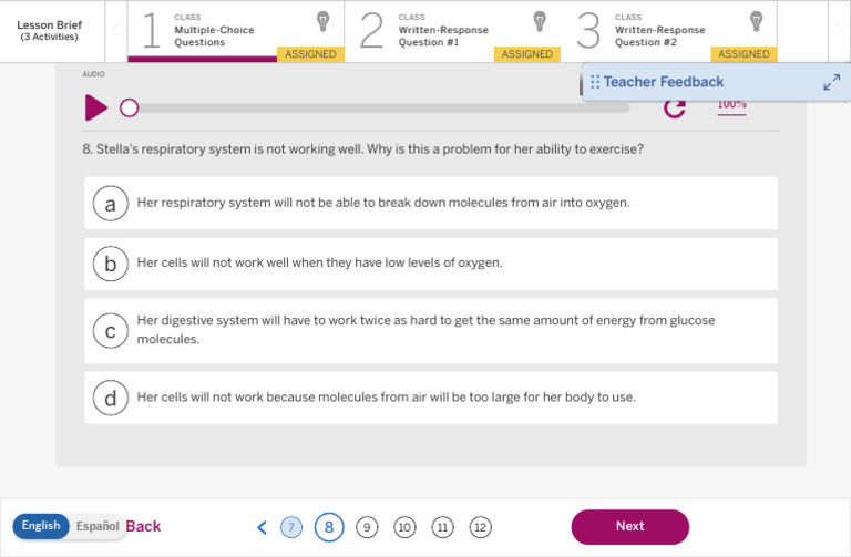 Amplify Curriculum Science Middle School Metabolism Lesson 4.4 End-Of ...
