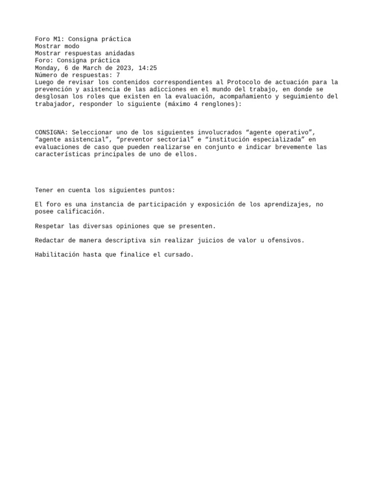 Foro M1 - Consigna práctica | PDF