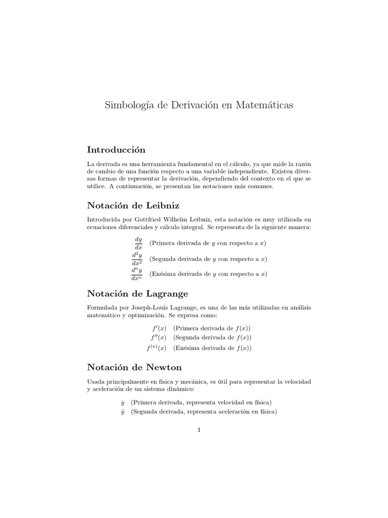 Simbolog Ia de Derivaci On en Matem Aticas | PDF