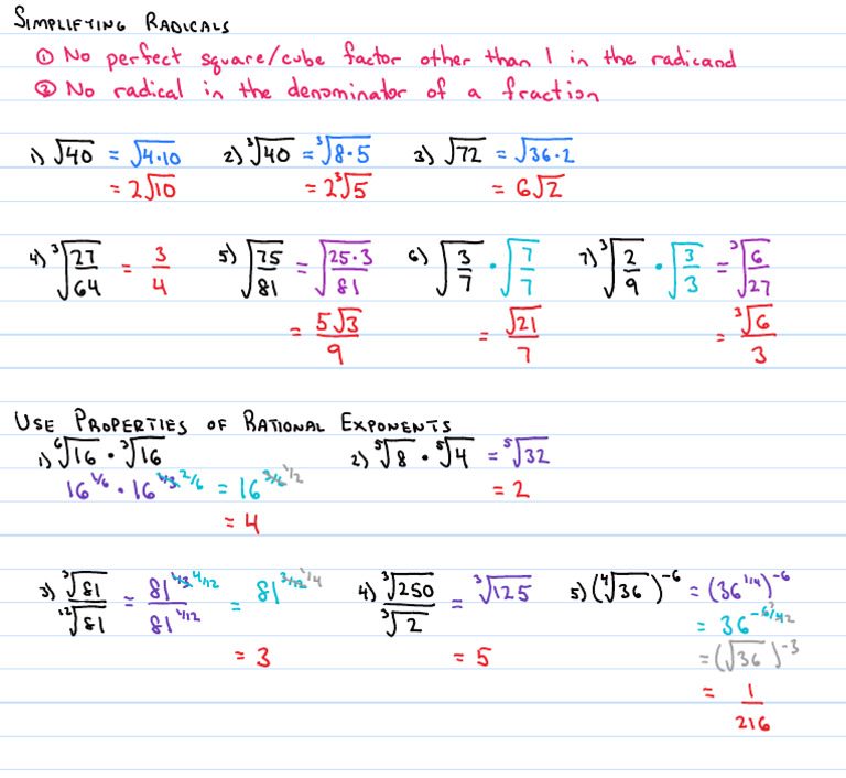 5.2 Properties of Radicals | PDF