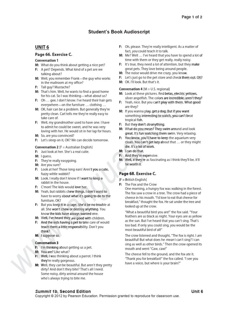 Summit 1b Student Book Script (WWW - Languagecentre.ir) | PDF | Zoology