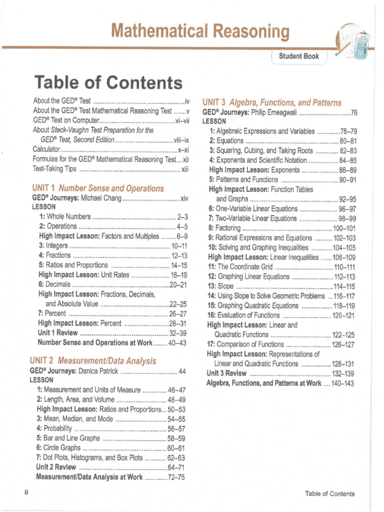 Steck Vaughn Math Student Book TOC | PDF