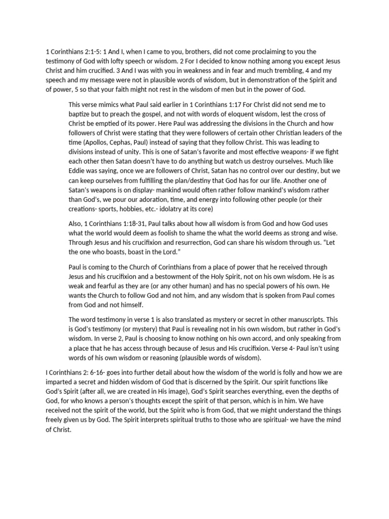 1 Cor 2 + Serial Sleepers | PDF | Jesus | First Epistle To The Corinthians