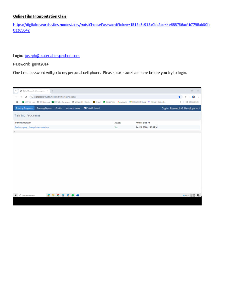 0 - Instructions For Accessing RT Film Interpretation Class | PDF