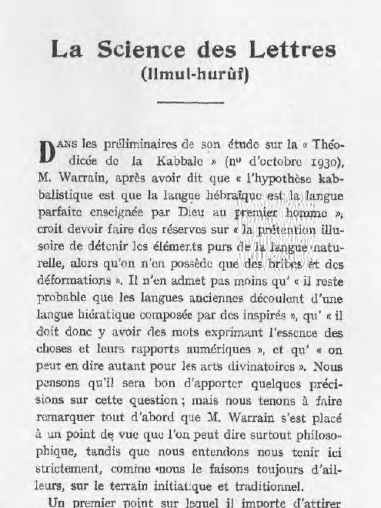 La Science Des Lettres | PDF