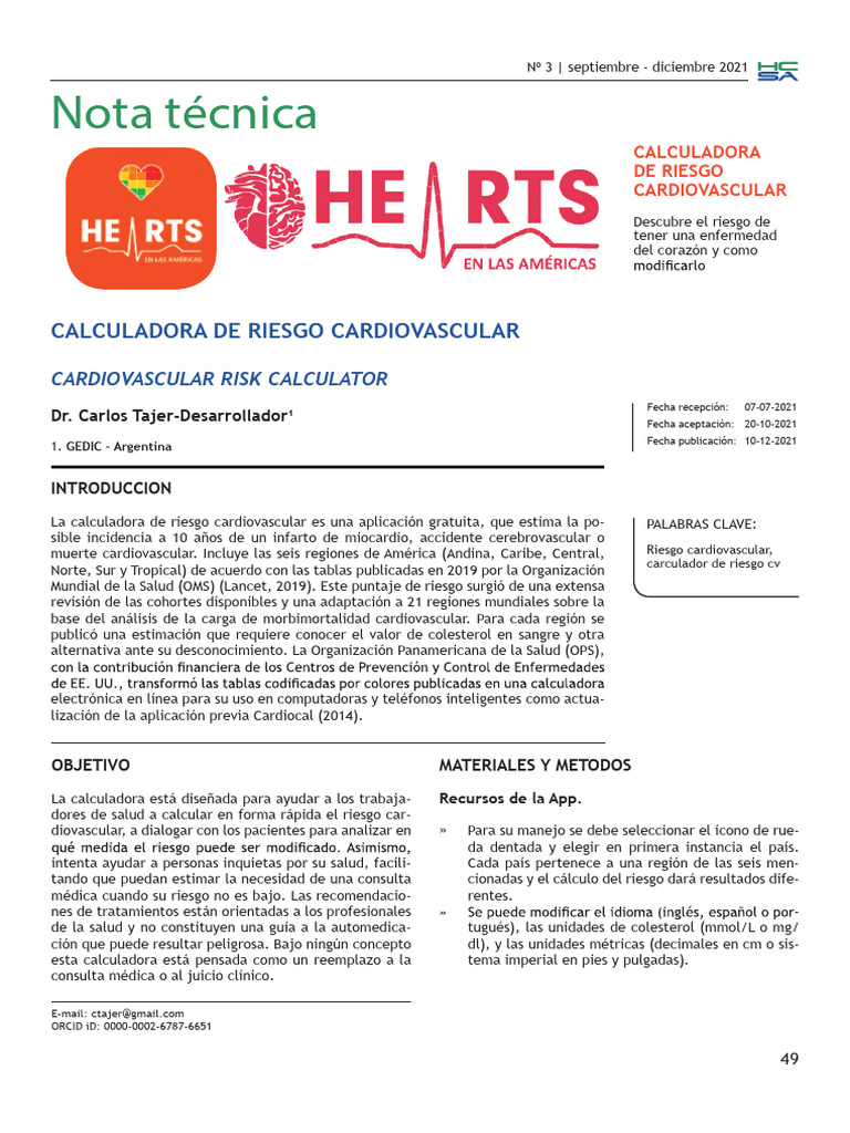 Articulo Calculadora de Riesgo Cardiovascular | PDF | Colesterol ...