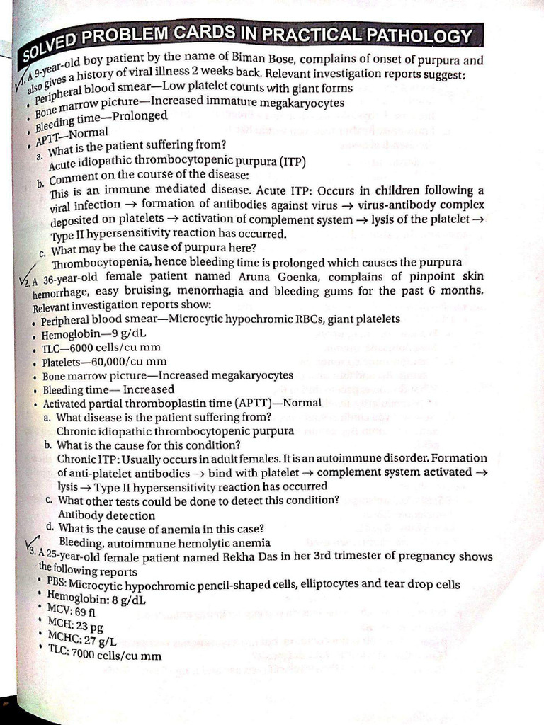 Patho Table Problem Cards Solved | PDF