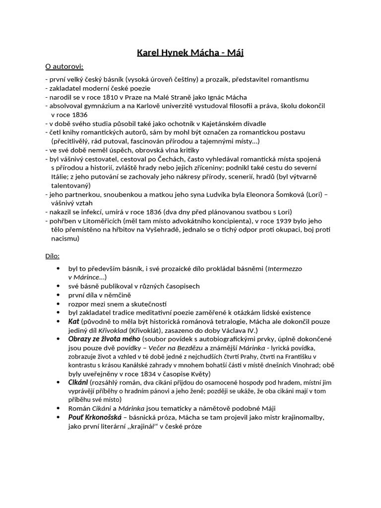 Karel Hynek Mácha - Máj | PDF