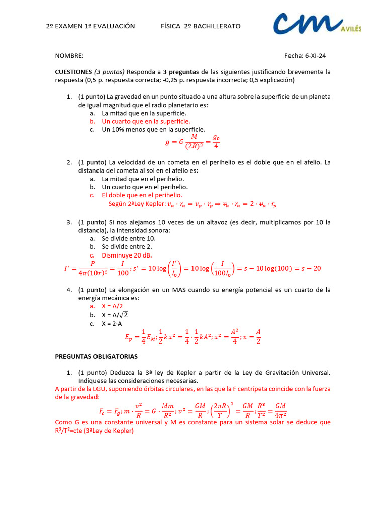 2 Exa 1eva Sol | PDF | Gravedad | Ley de Newton de la gravitación universal