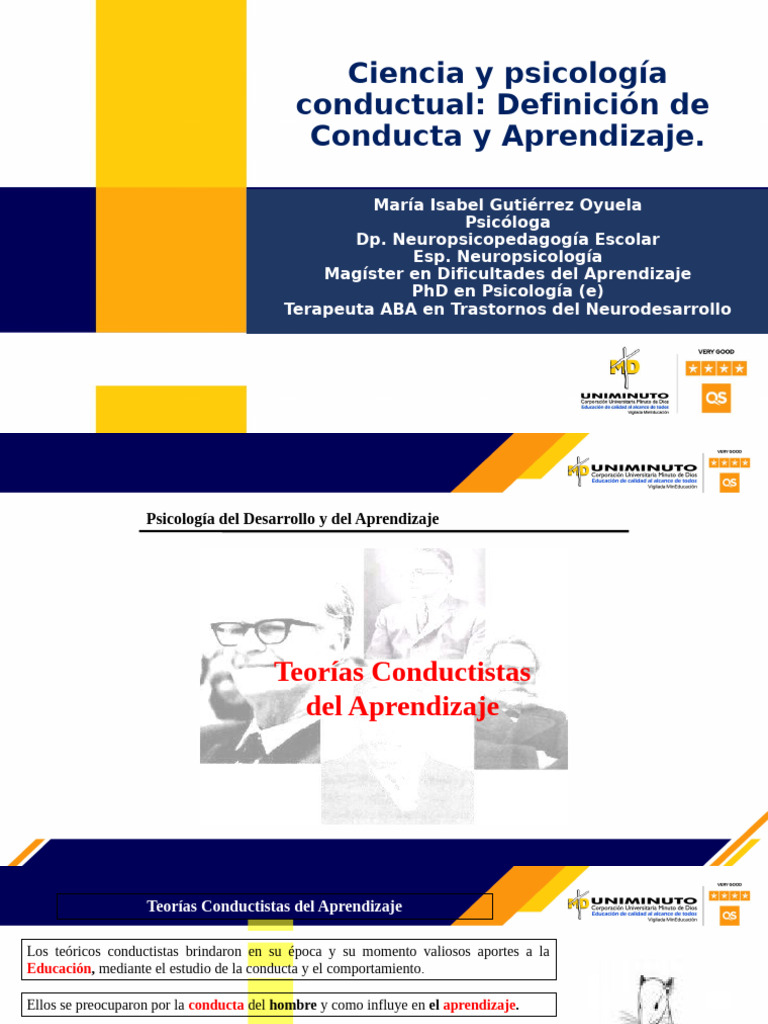 Ciencia y Psicología Conductual Definición de Conducta y Aprendizaje (1 ...