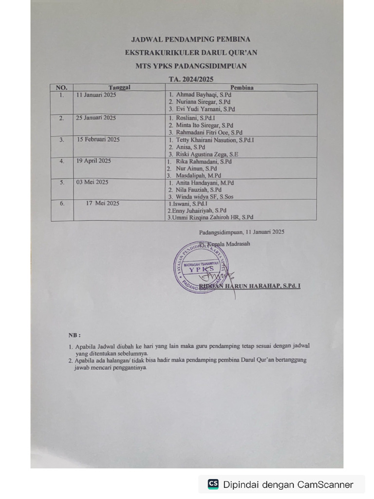 JADWAL PENDAMPING DARUL QUR’AN | PDF