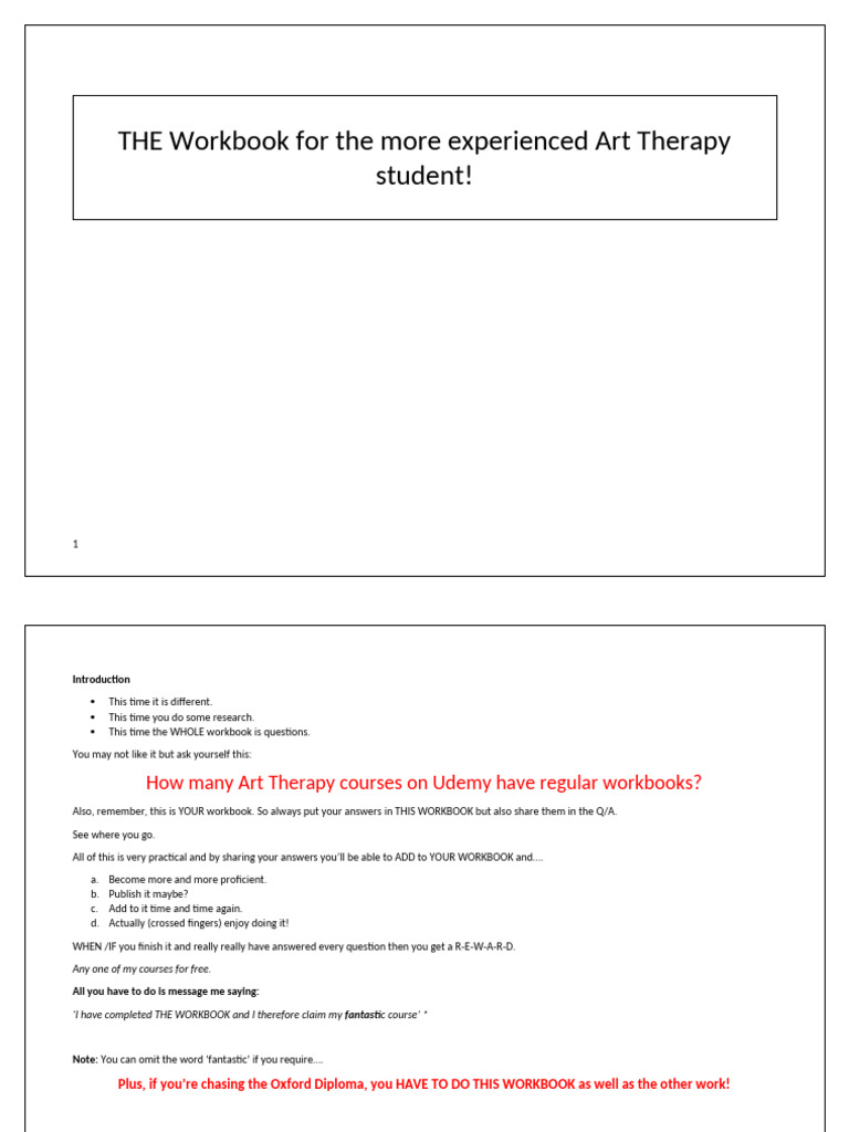 Art Therapy Workbook for Advanced Students | PDF | Art Therapy ...