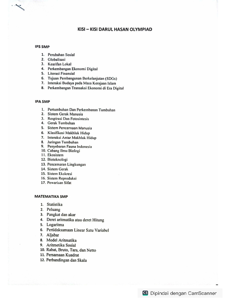 Kisi Olimpiade Darul Hasan | PDF
