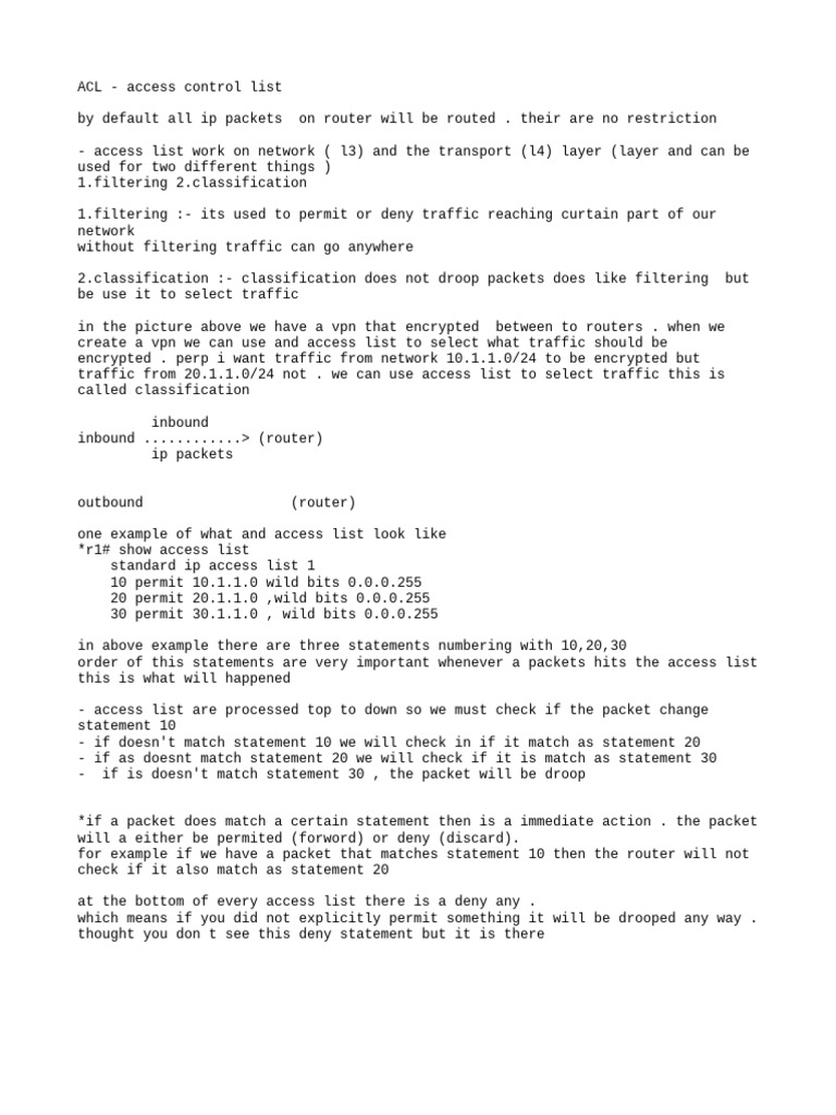 Understanding Access Control Lists | PDF | Router (Computing ...