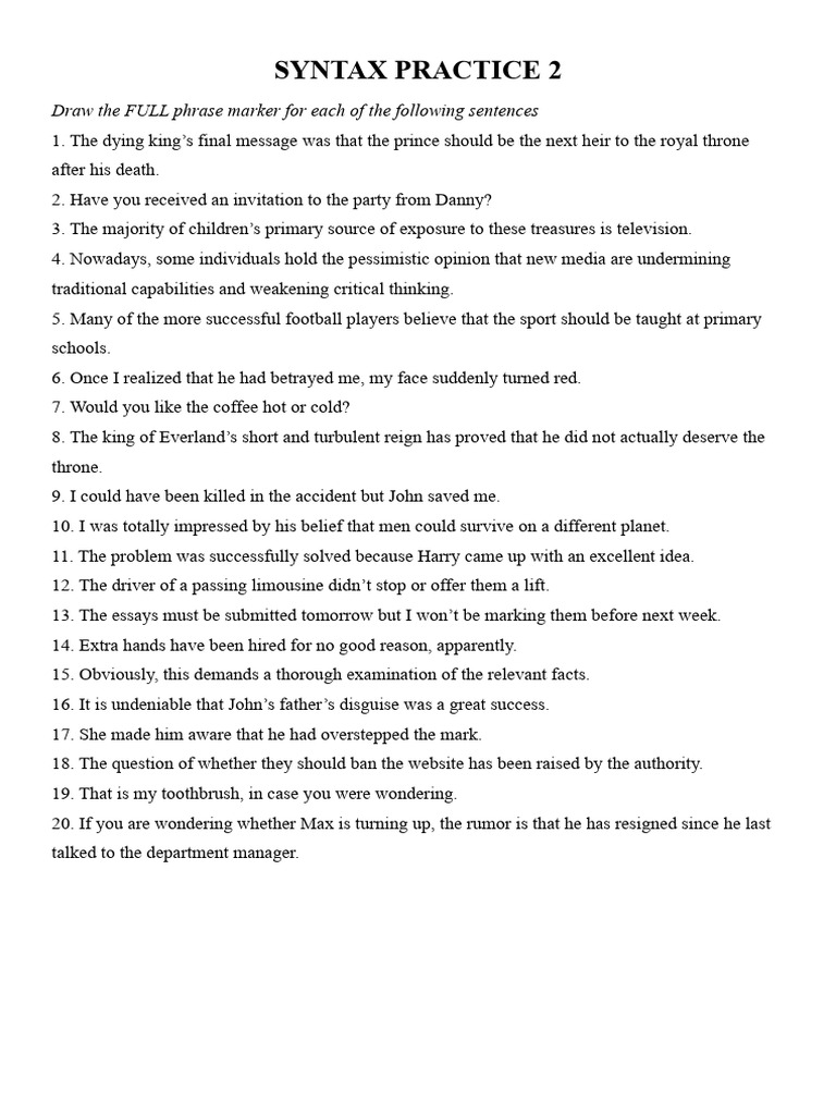 HOMEWORK - Sentences Within Sentences | PDF