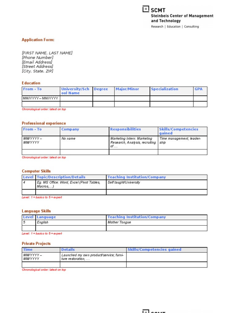 Application Form:: (First Name, Last Name) (Phone Number) (Email ...