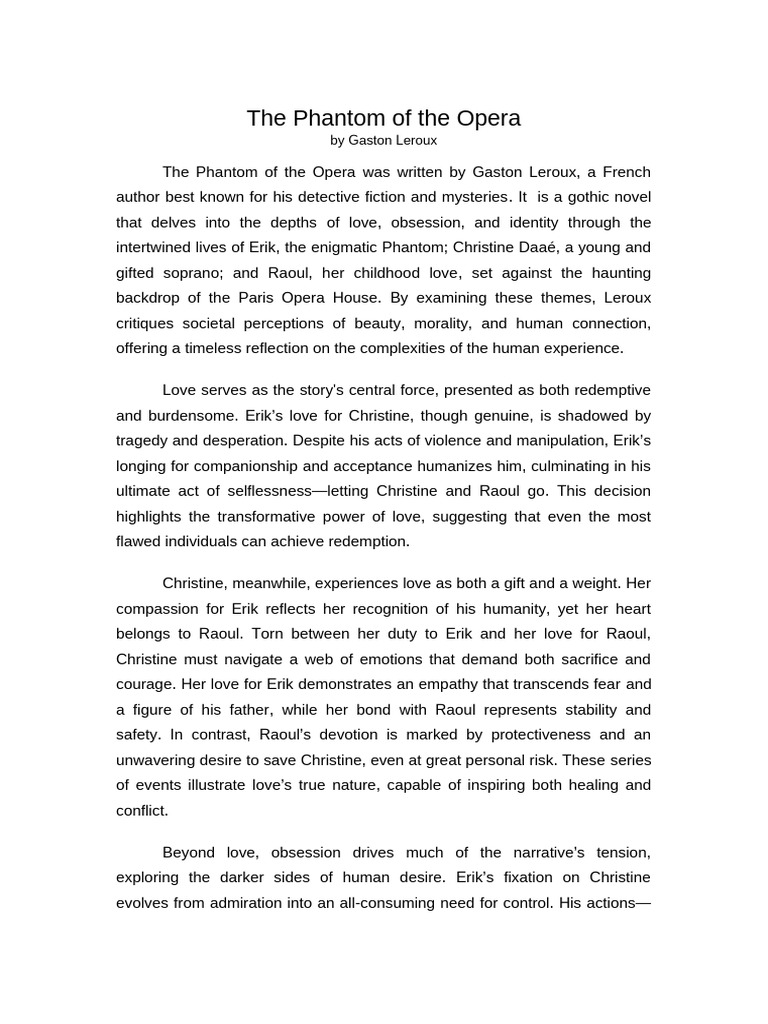 phantom of the opera | PDF | Love | Erik (The Phantom Of The Opera)