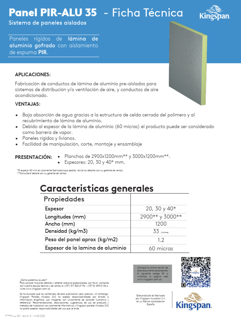Kingspan Pir Alu 35 FT v1 Es Co | PDF | Aluminio | Materiales