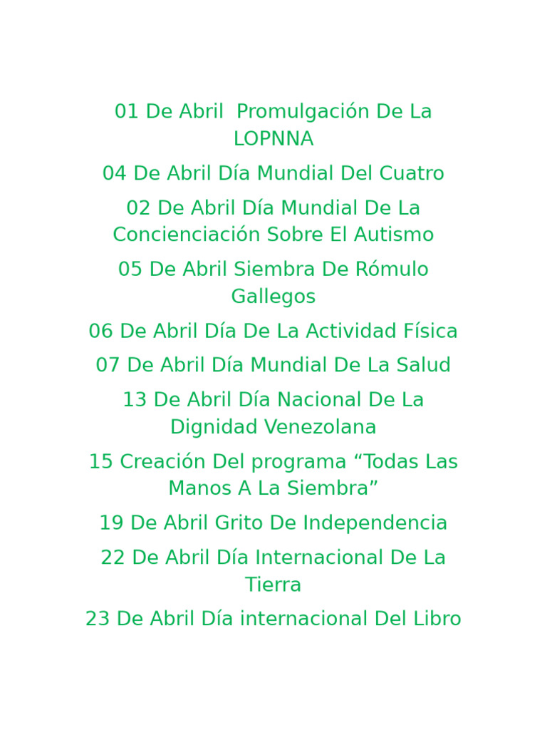 Efemeride Abril 2 | PDF