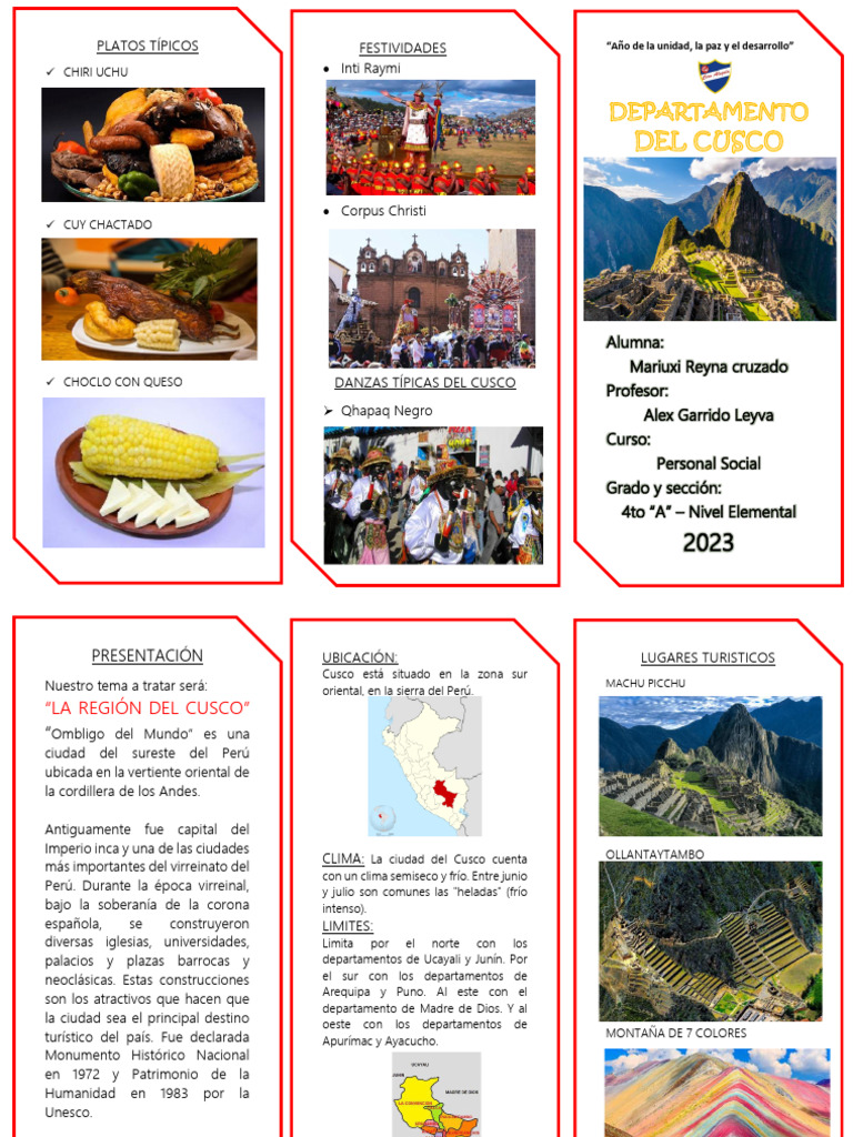 Triptico Del Cusco Mariuxi | PDF