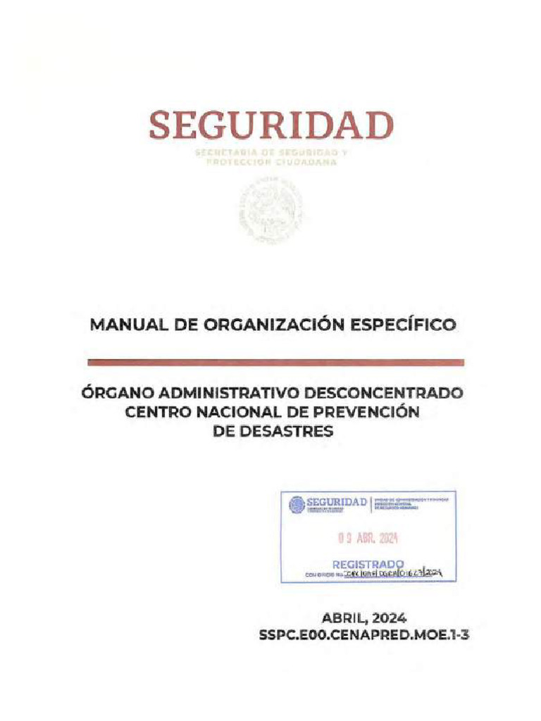 Manual de Organizacion Especifico Cenapred Abr 2024 | PDF | Defensa ...