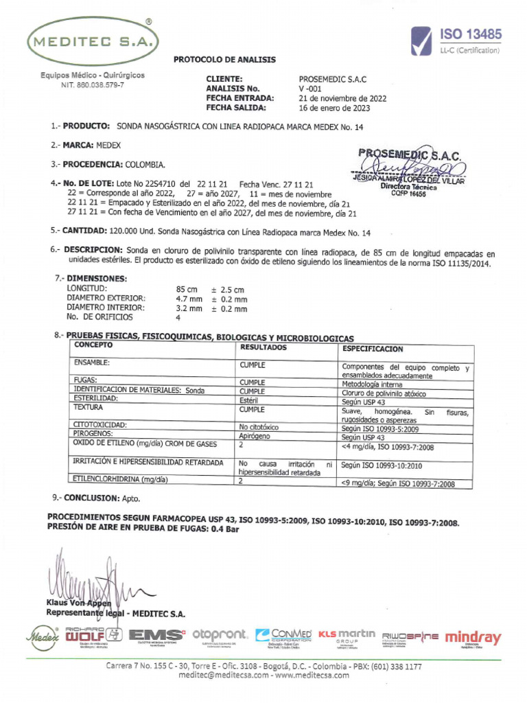 Pa Sonda Nasogastrica #14 Marca Medex Vcto 21-11-2027 | PDF