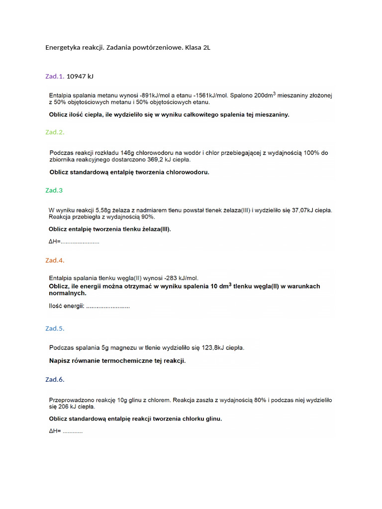 Energetyka-reakcji.-Zadania (2) | PDF