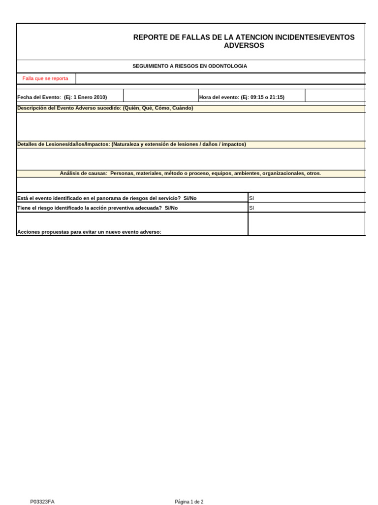 Formato Reporte de Eventos Adversos Ok | PDF
