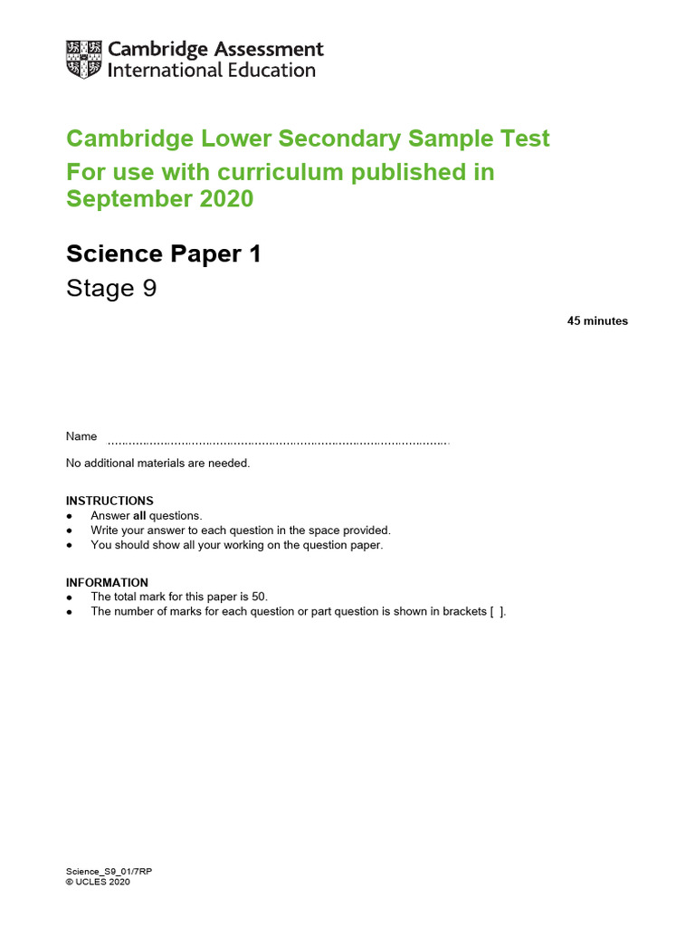 Microsoft Word - Science - Stage 9 - 01 - 7RP | PDF | Magnesium | Sodium