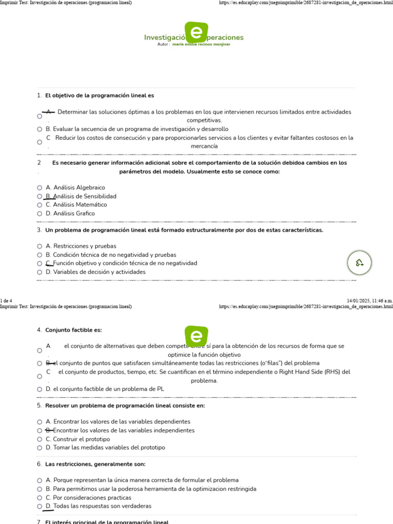 Imprimir Test - Investigación de Operaciones (Programacion Lineal ...