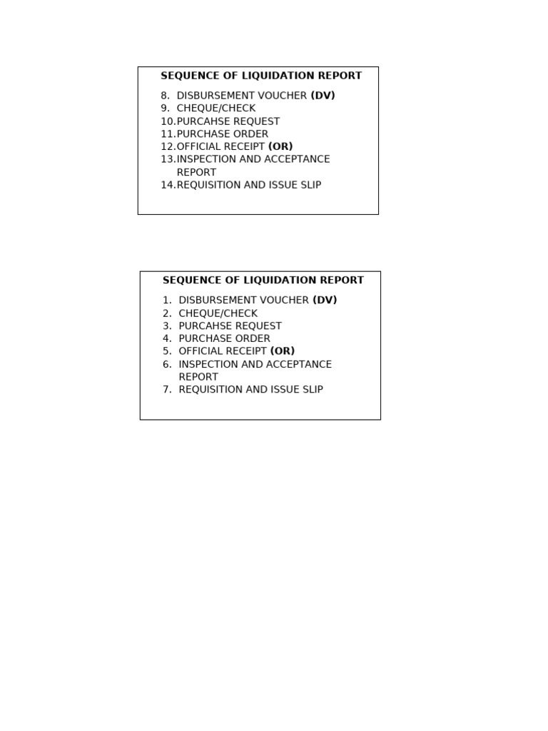 Sequence of Liquidation Report | PDF