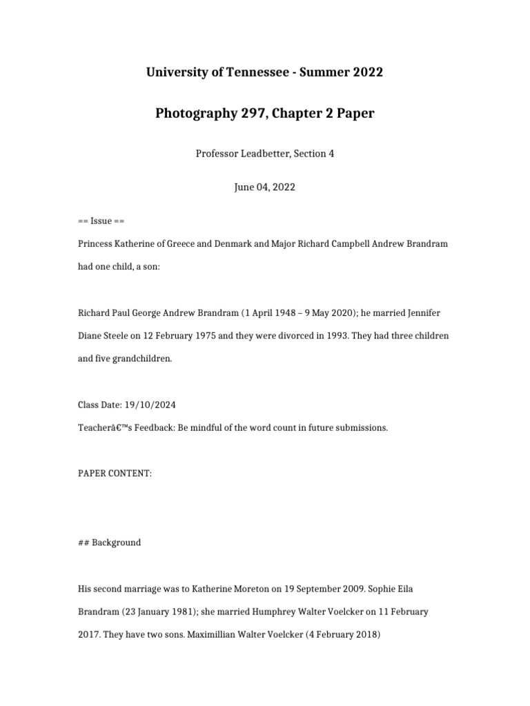 Photography 297 Chapter 2 Paper | PDF