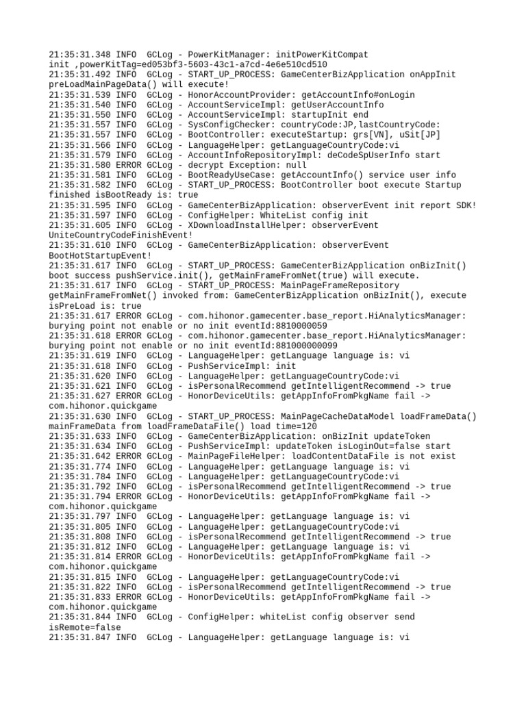 GameCenter Application Startup Logs | PDF | Computer Science | Computer Architecture