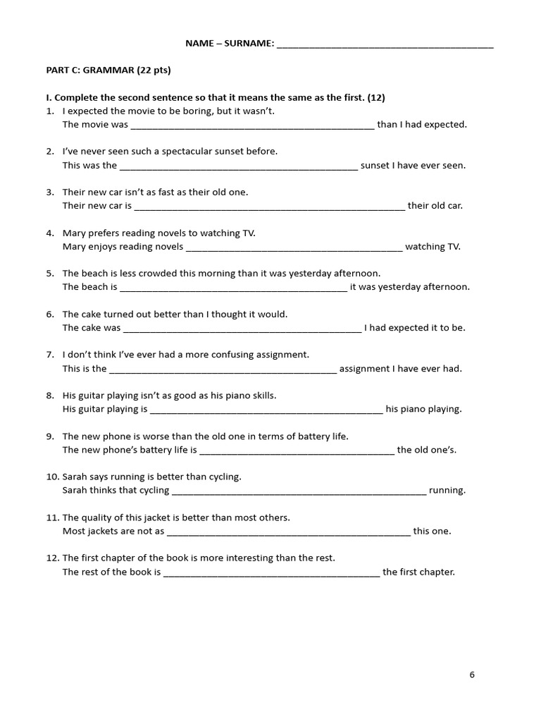 grammar and voc parts form 8 mock 2.docx | PDF