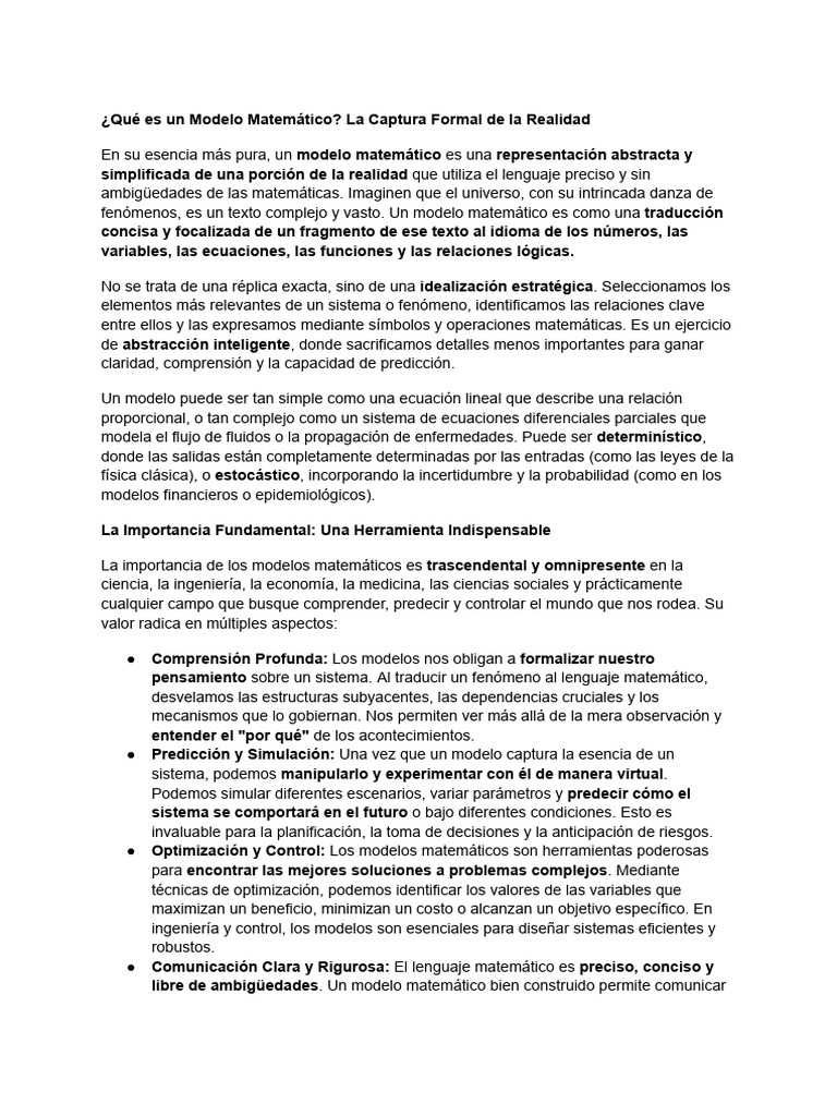 Definición de Modelo Matemático | PDF | Matemáticas | Modelo matemático