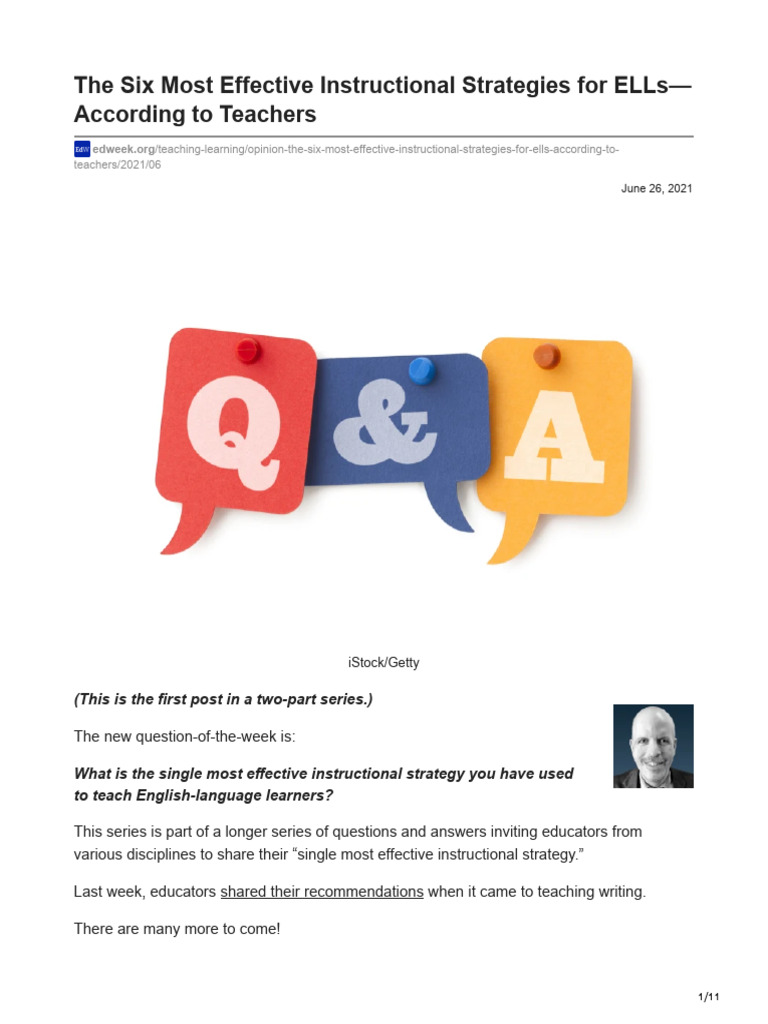 The Six Most Effective Instructional Strategies For ELLsAccording To ...