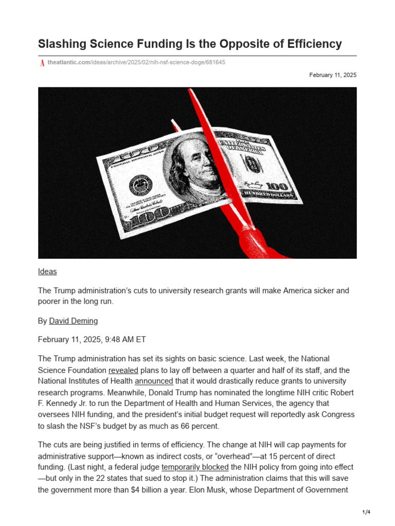 Impact of Science Funding Cuts | PDF | National Institutes Of Health ...